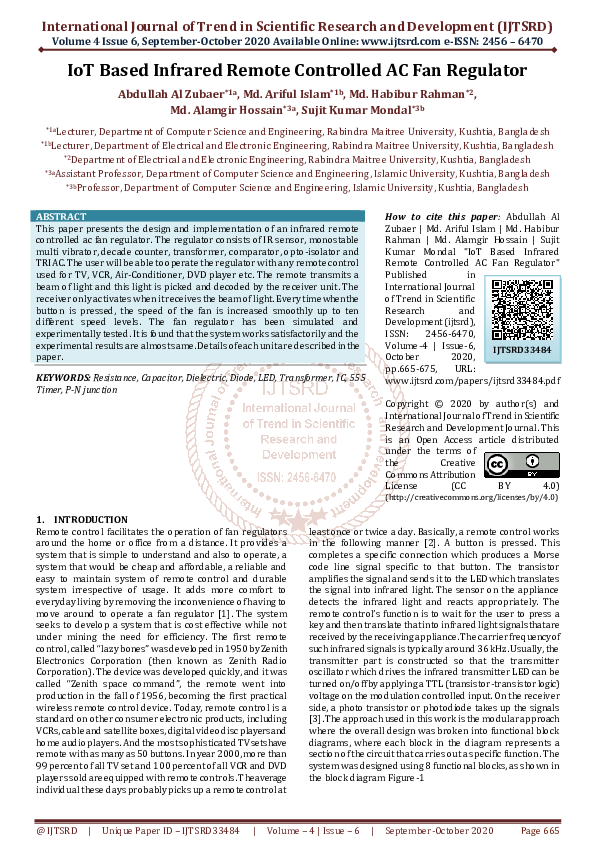 (PDF) IoT Based Infrared Remote Controlled AC Fan Regulator