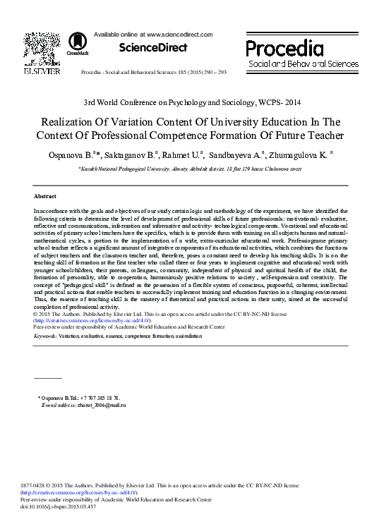 (PDF) Realization of Variation Content of University Education in the Context of Professional ...