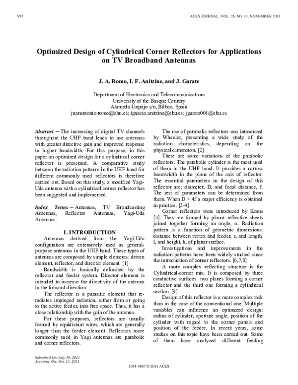 (PDF) Optimized Design of Cylindrical Corner Reflectors for ...