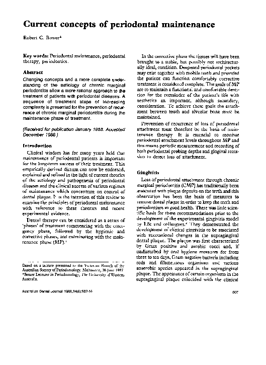(PDF) Current concepts of periodontal maintenance