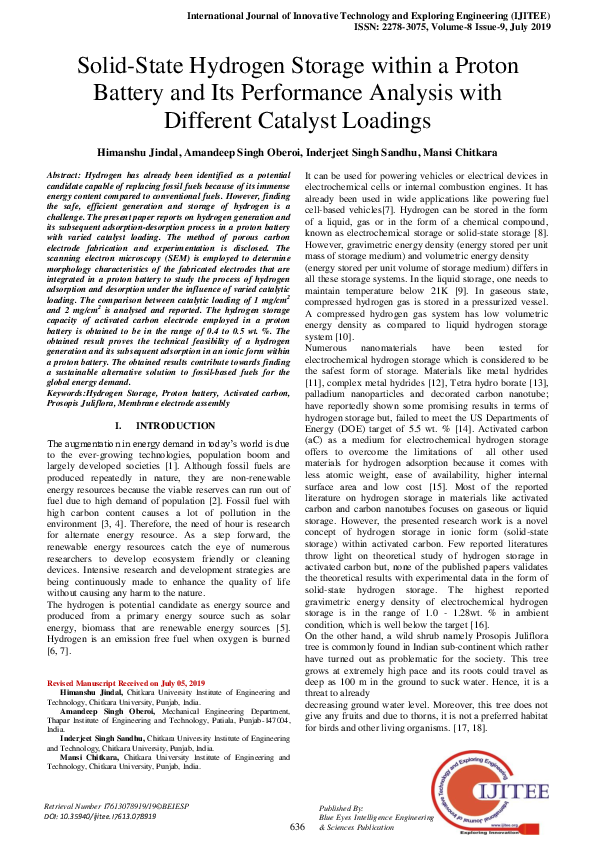 (PDF) Solid-State Hydrogen Storage within a Proton Battery and Its Performance Analysis with ...
