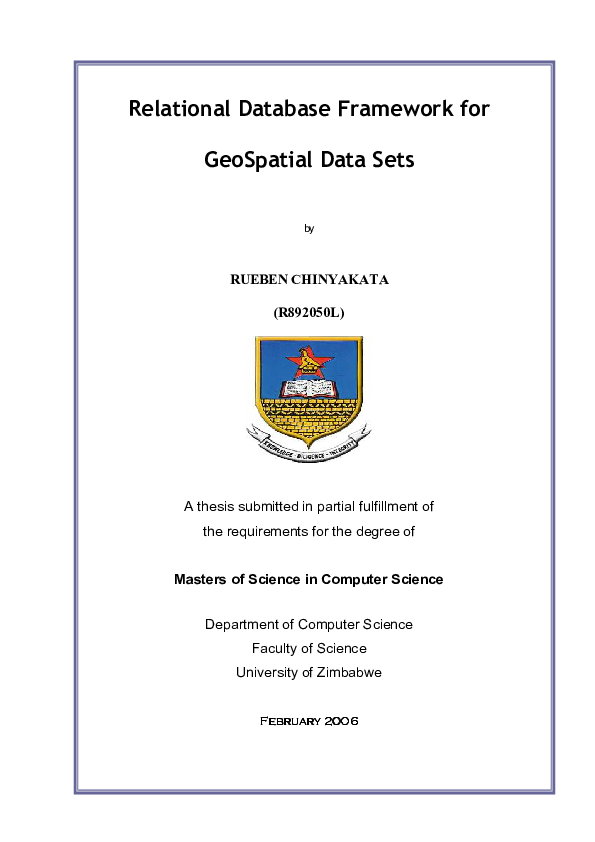 Pdf Framework For Relational Geospatial Databases