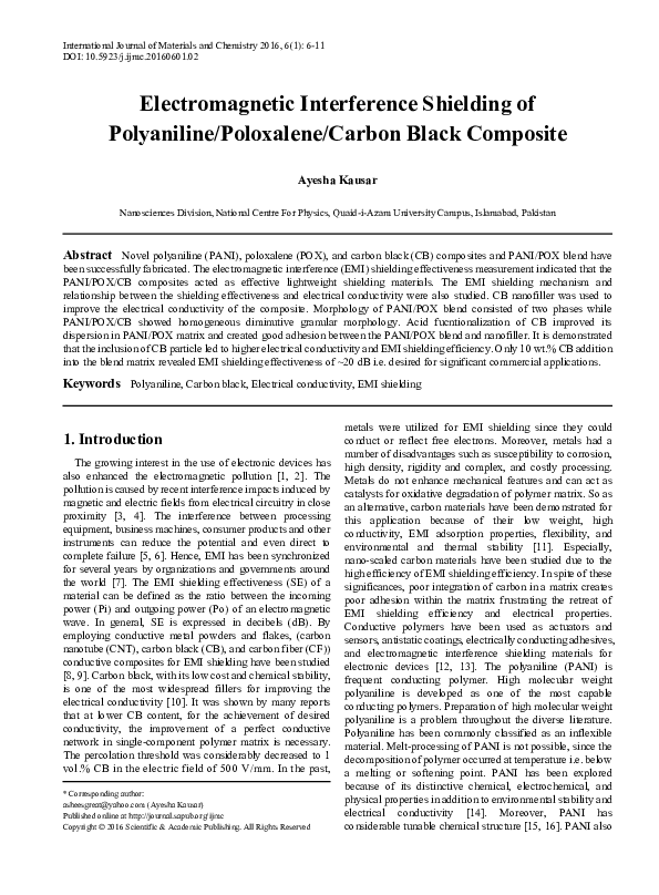 (PDF) Effectiveness of Polystyrene/Carbon Nanotube Composite in Electromagnetic Interference ...