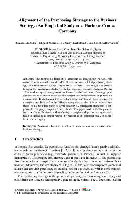 (PDF) Alignment of the Purchasing Strategy to the Business Strategy: An ...