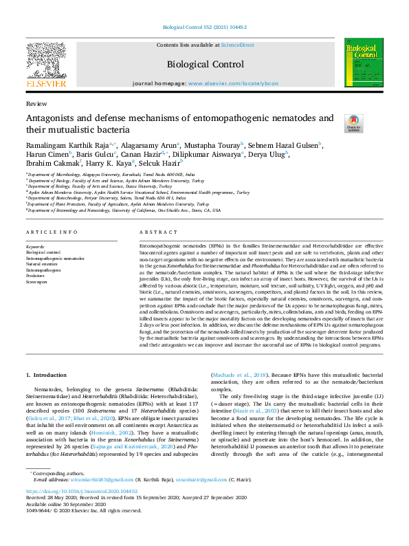 (PDF) Antagonists and defense mechanisms of entomopathogenic nematodes and their mutualistic ...