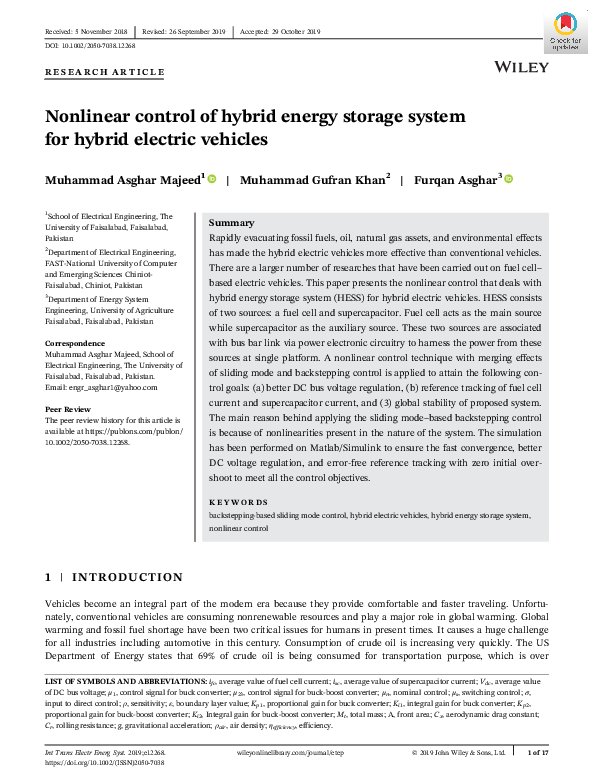 (PDF) Nonlinear control of hybrid energy storage system for hybrid ...
