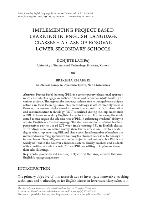 (PDF) Implementing Project-Based Learning in English Language Classes ...