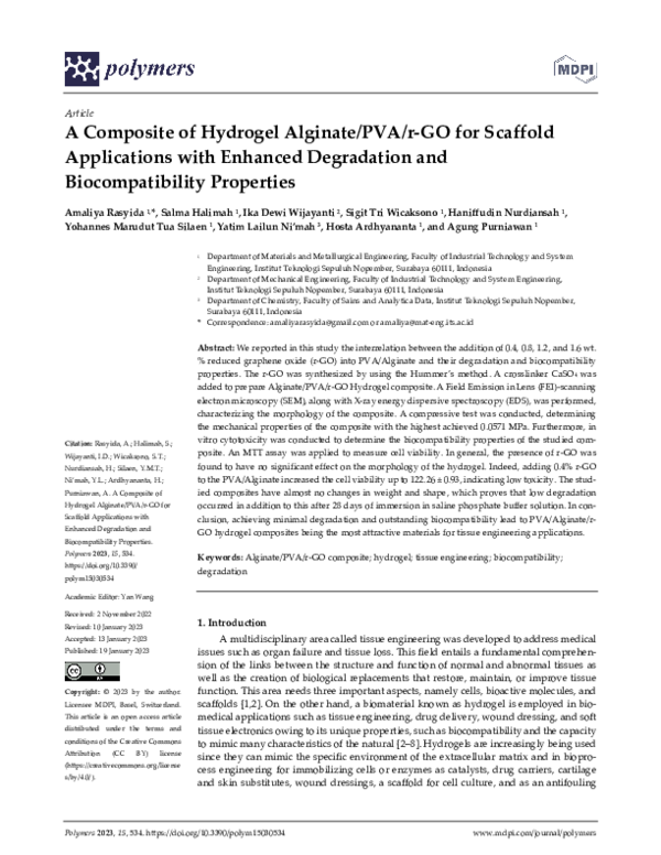 (PDF) A Composite of Hydrogel Alginate/PVA/r-GO for Scaffold ...