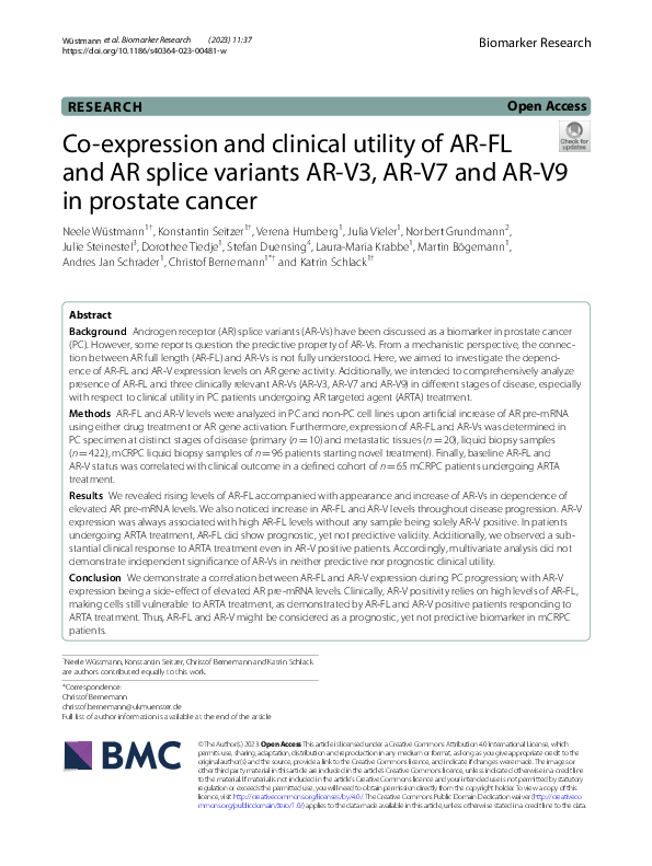 (PDF) Co-expression and clinical utility of AR-FL and AR splice ...