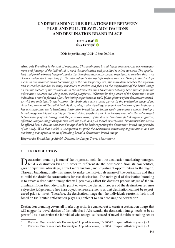 (PDF) Understanding the relationship between push and pull motivations ...