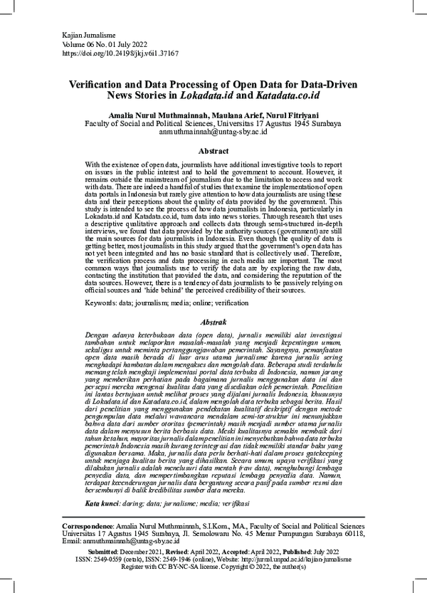 (PDF) Verification and Data Processing of Open Data for Data-Driven ...