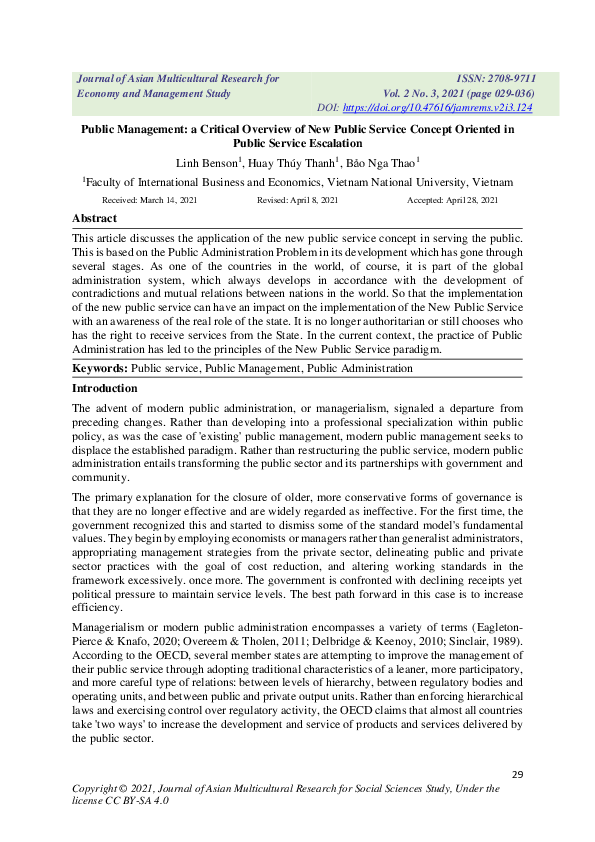 (PDF) Public Management: A New Public Service Oriented Concept of Public Service | THÚY THANH ...