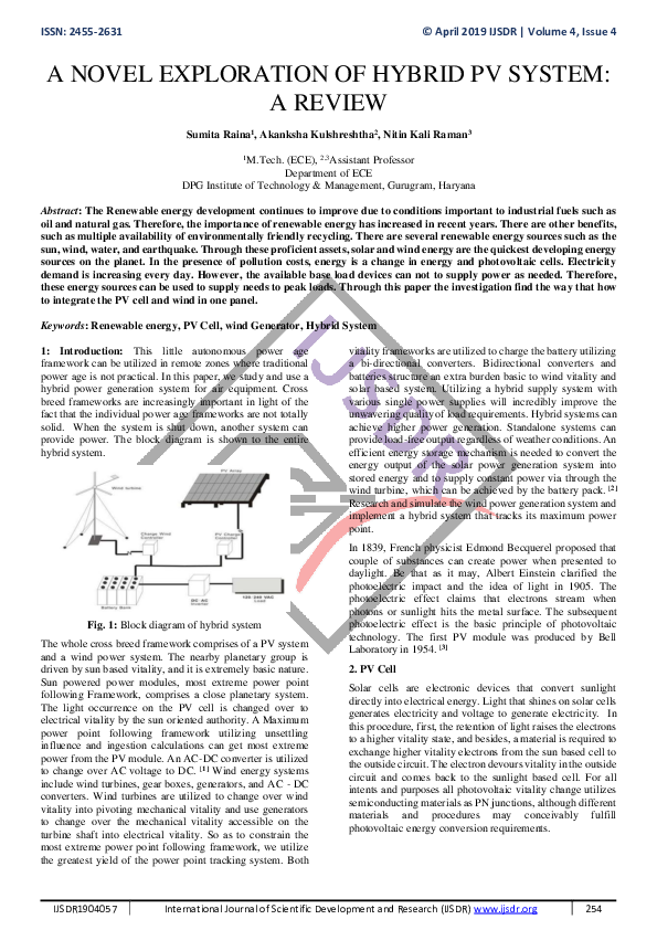(PDF) A Novel Exploration of Hybrid PV System: A Review