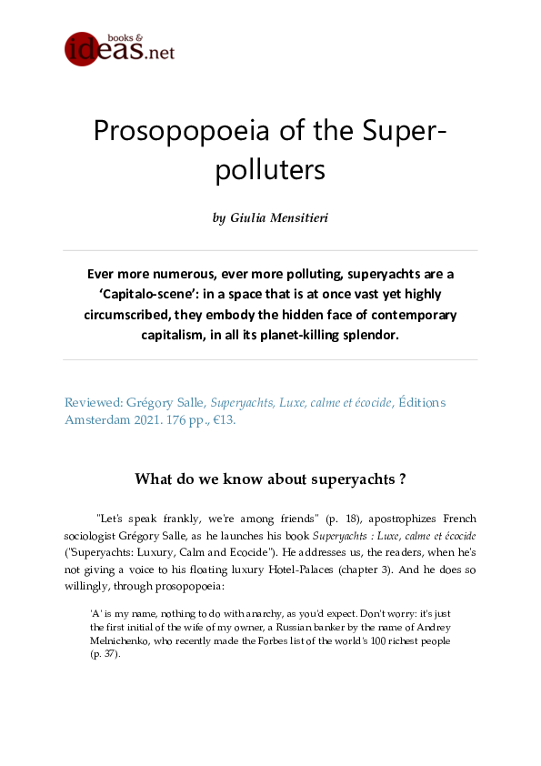 (PDF) Prosopopoeia of the Superpolluters
