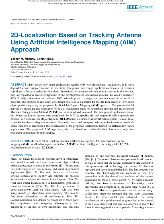 Pdf 2d Localization Based On Tracking Antenna Using Artificial