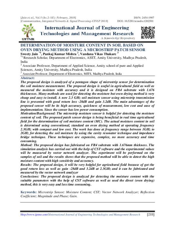 (PDF) Determination of Moisture Content in Soil Based on Oven Drying ...