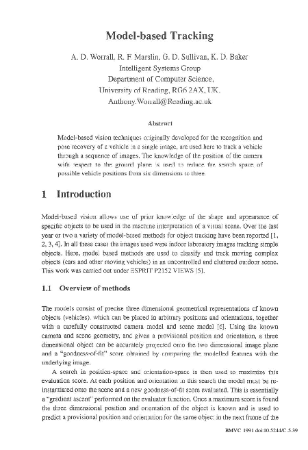 (PDF) Model-based Tracking