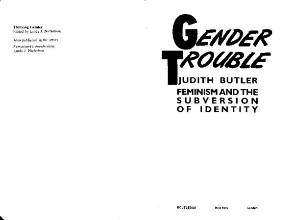 (PDF) Judith Butler's Gender Trouble
