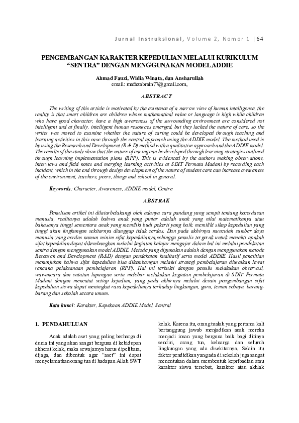 (PDF) Pengembangan Karakter Kepedulian Melalui Kurikulum “Sentra ...