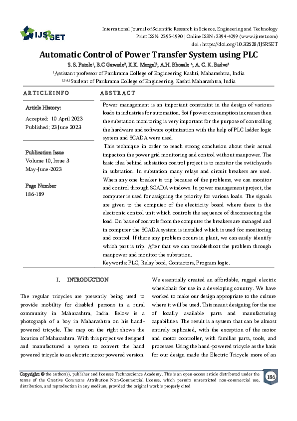 (PDF) Automatic Control of Power Transfer System using PLC