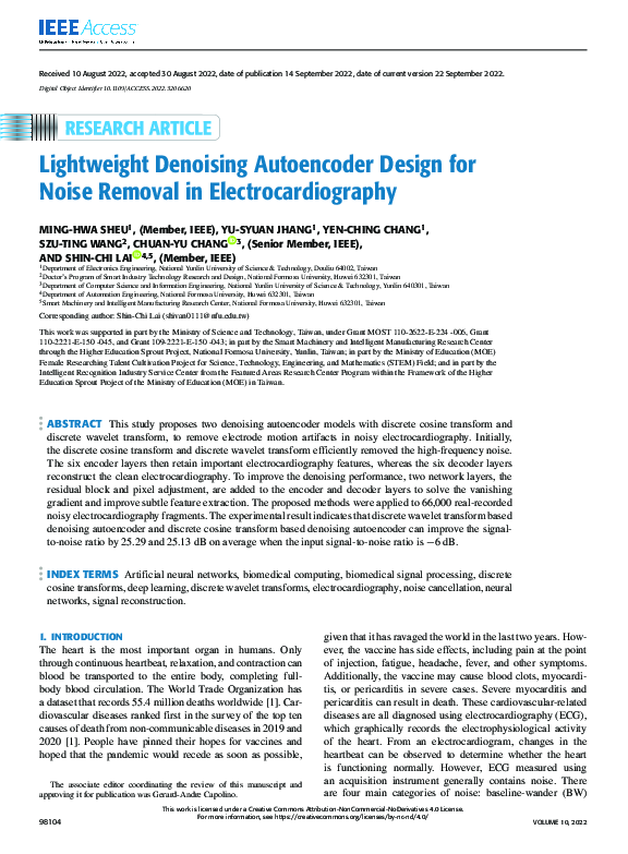 Pdf Lightweight Denoising Autoencoder Design For Noise Removal In Electrocardiography