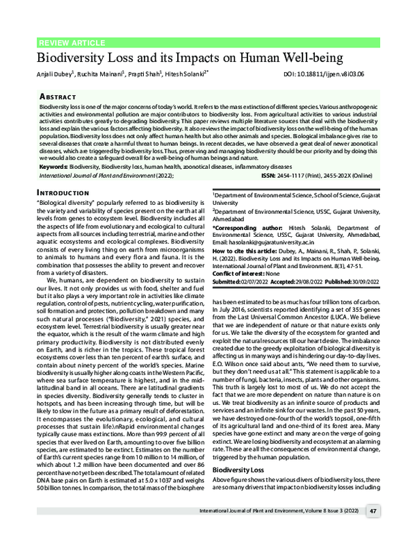 (PDF) Biodiversity Loss and its Impacts on Human Well-being