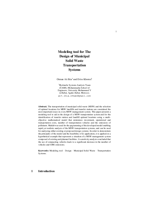 (PDF) Modeling tool for The Design of Municipal Solid Waste ...