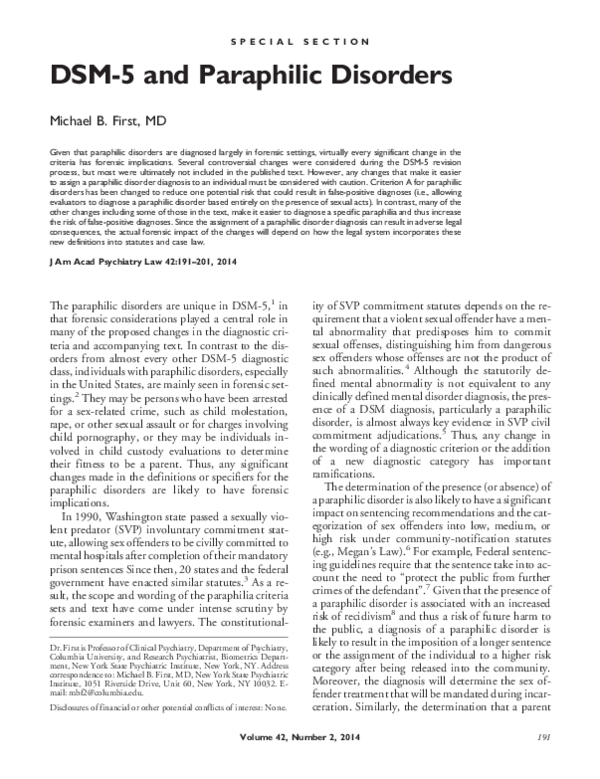 (PDF) DSM-5 and paraphilic disorders