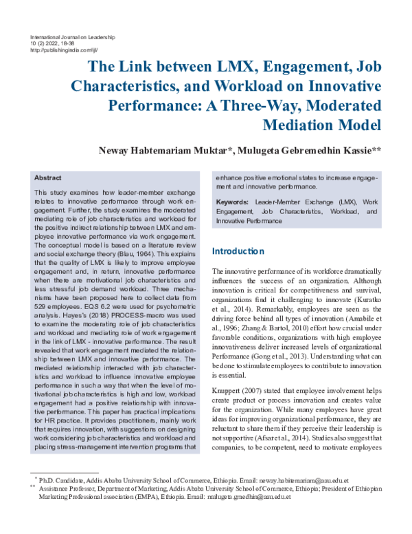 (PDF) The Link between LMX, Engagement, Job Characteristics, and Workload on Innovative ...