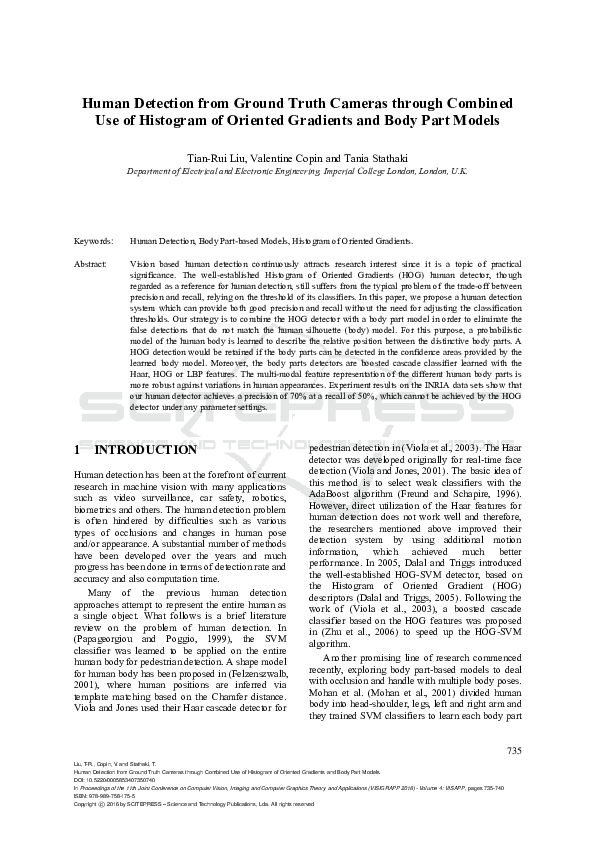 Pdf Human Detection From Ground Truth Cameras Through Combined Use Of