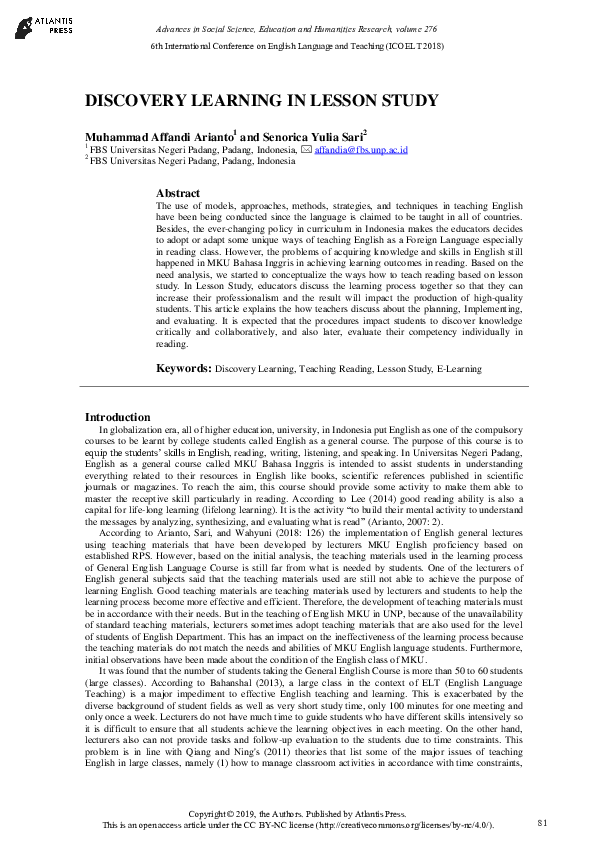 (PDF) Discovery Learning in Lesson Study | Muhammad Arianto - Academia.edu