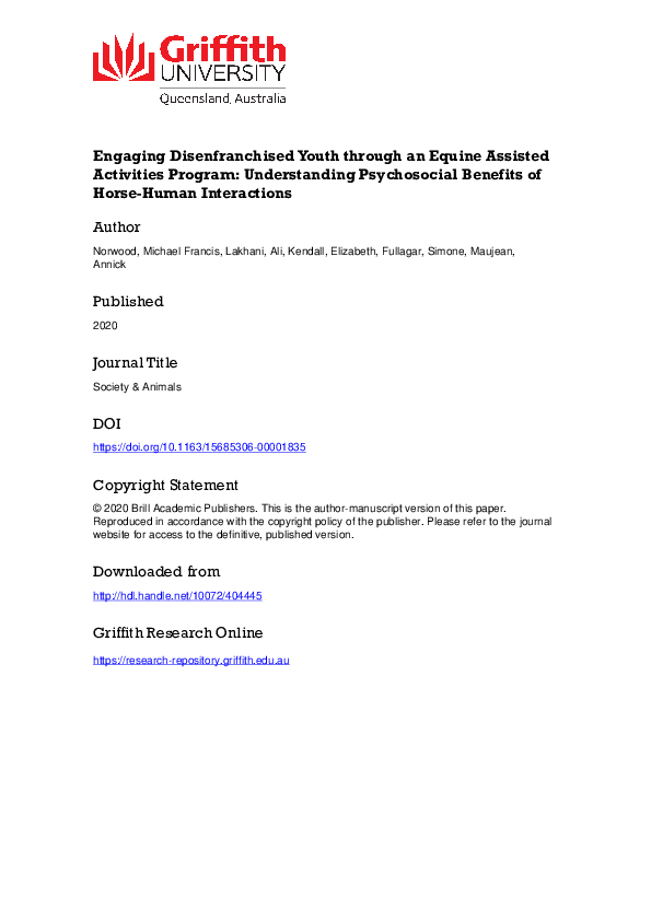(PDF) Engaging Disenfranchised Youth through an Equine Assisted ...