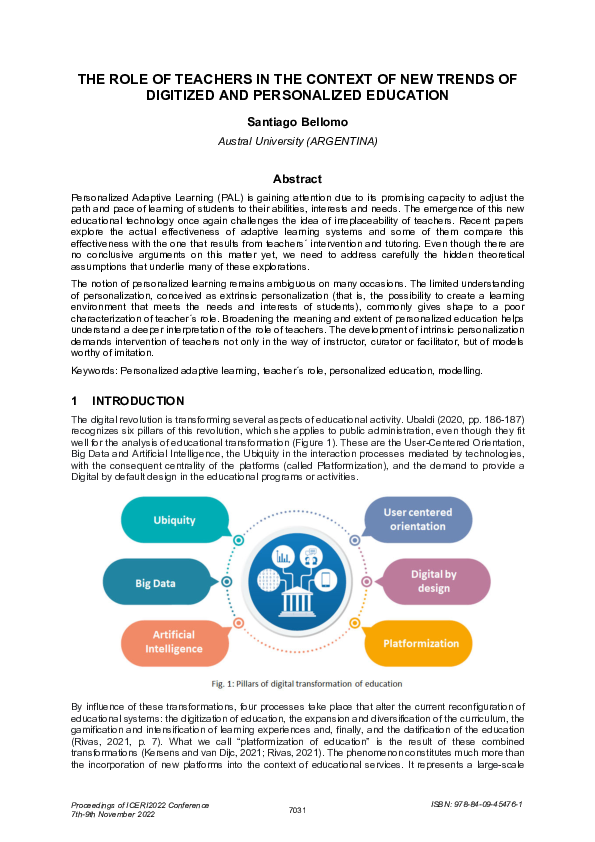 (PDF) THE ROLE OF TEACHERS IN THE CONTEXT OF NEW TRENDS OF DIGITIZED ...
