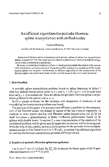 (PDF) An efficient algorithm for periodic Hermite spline interpolation with shifted nodes