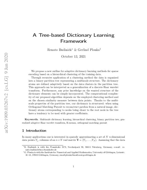 (PDF) A tree-based dictionary learning framework