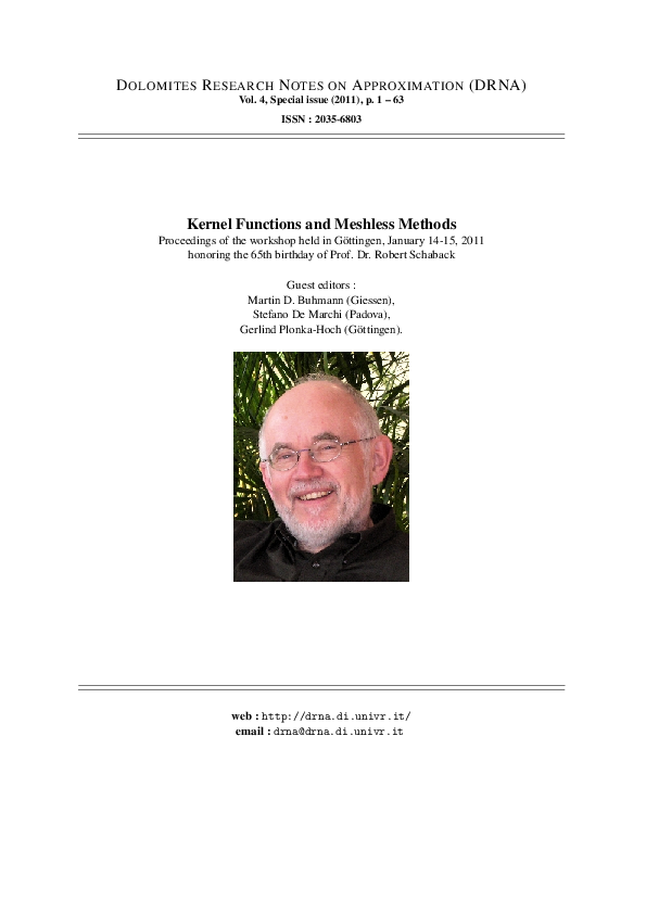 (PDF) Kernel Functions and Meshless Methods