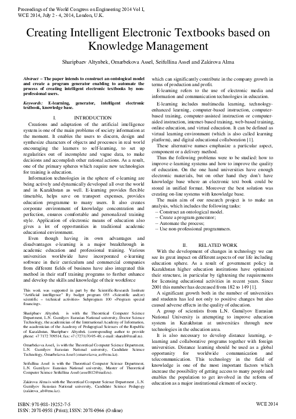 (PDF) Creating Intelligent Electronic Textbooks based on Knowledge ...