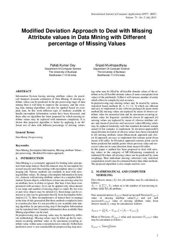 (PDF) Modified Deviation Approach to Deal with Missing Attribute Values ...