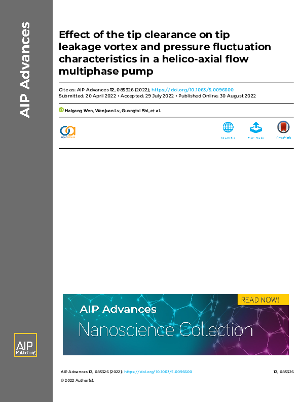 (PDF) Effect of the tip clearance on tip leakage vortex and pressure ...