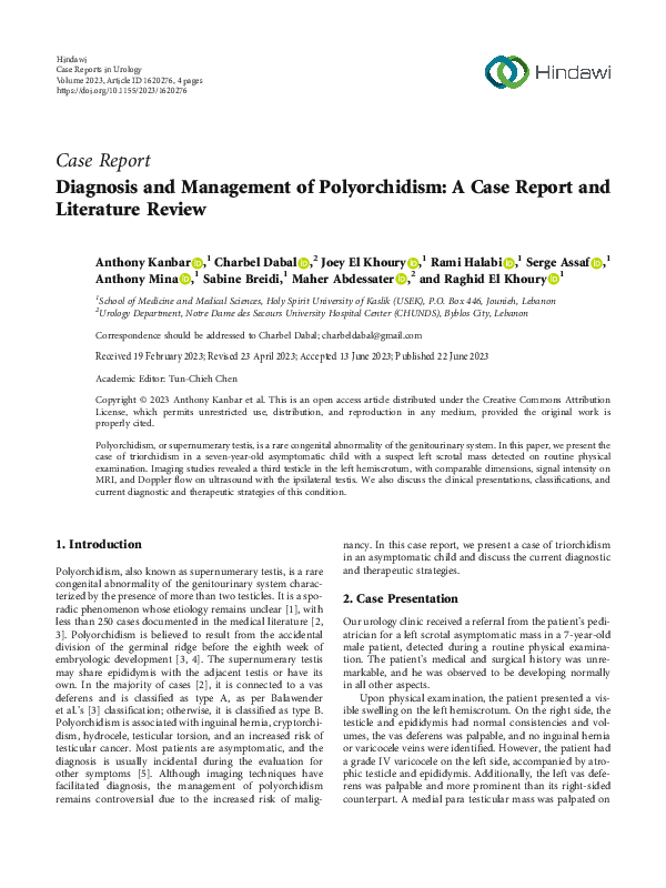 Pdf Diagnosis And Management Of Polyorchidism A Case Report And