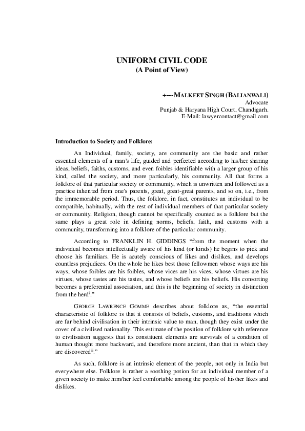 (PDF) UNIFORM CIVIL CODE