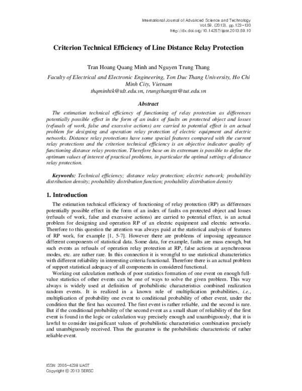 (PDF) Technical Efficiency of Distance Relay Protection