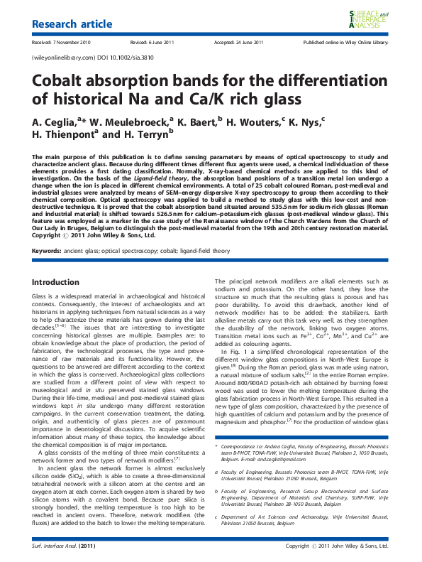 (PDF) Cobalt absorption bands for the differentiation of historical Na ...