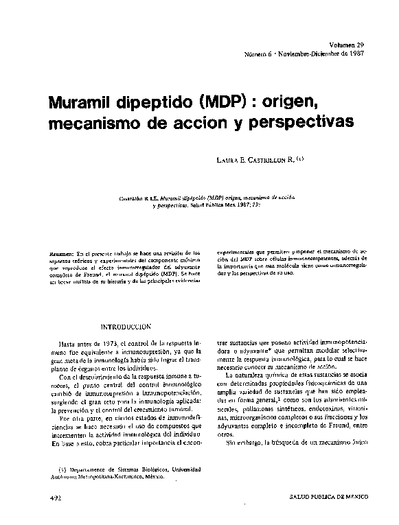 (PDF) [Muramyl dipeptide (MDP): its origin, mechanism of action and ...