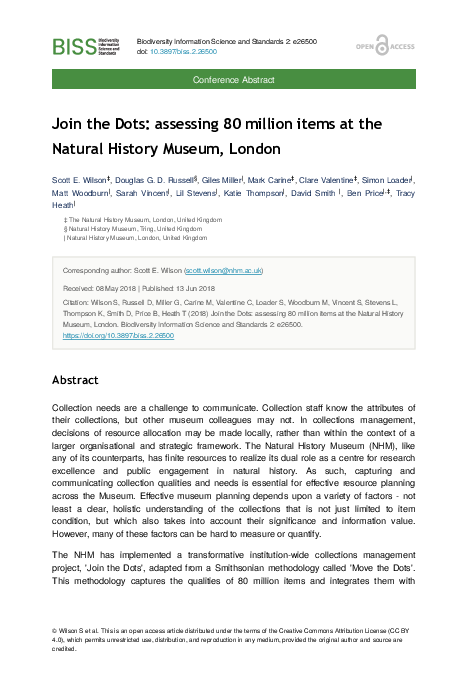 (PDF) Join the Dots: assessing 80 million items at the Natural History ...