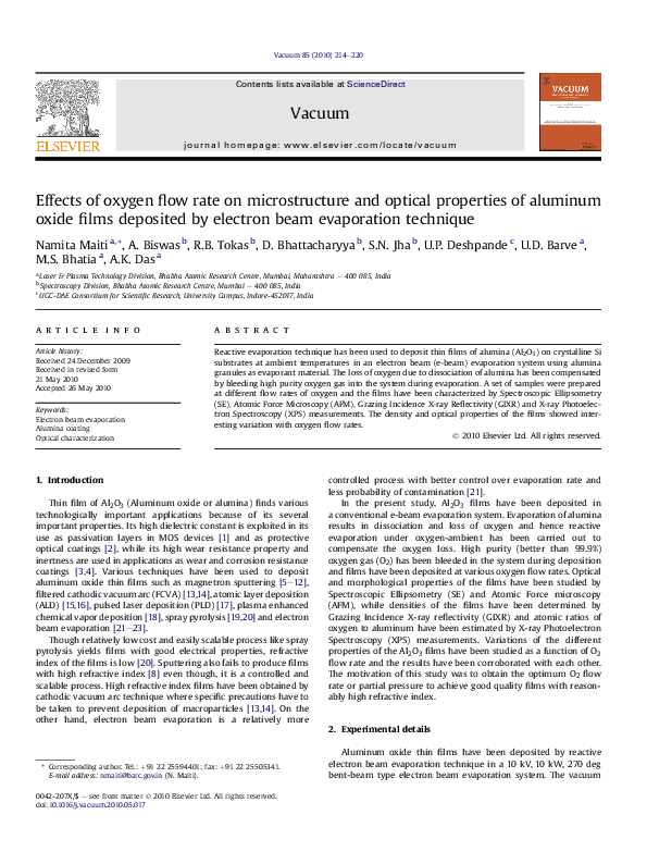 (PDF) Effects of oxygen flow rate on microstructure and optical ...