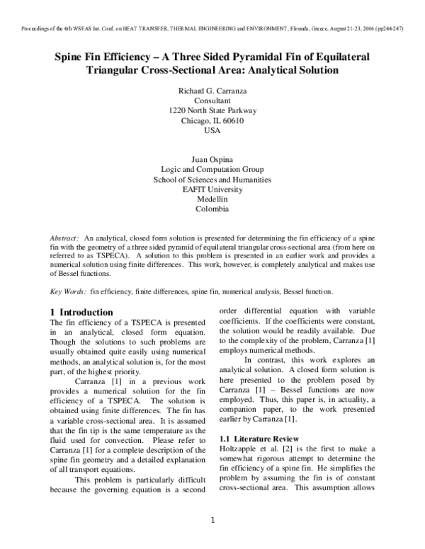 (PDF) Spine Fin Efficiency – A Three Sided Pyramidal Fin of Isosceles ...