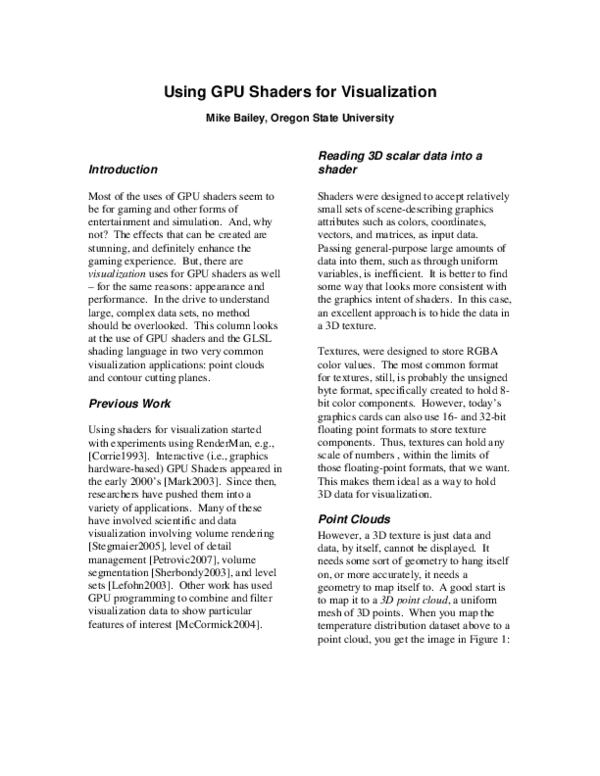 (PDF) Using GPU Shaders for Visualization