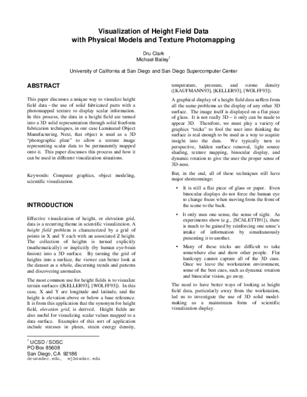 Visualization of height field data with physical models and texture ...