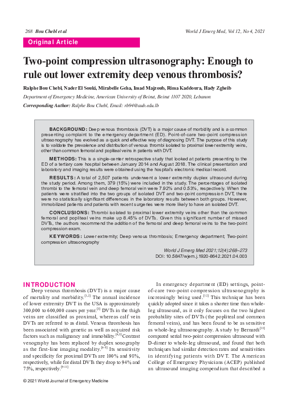 (PDF) Two-point compression ultrasonography: Enough to rule out lower ...